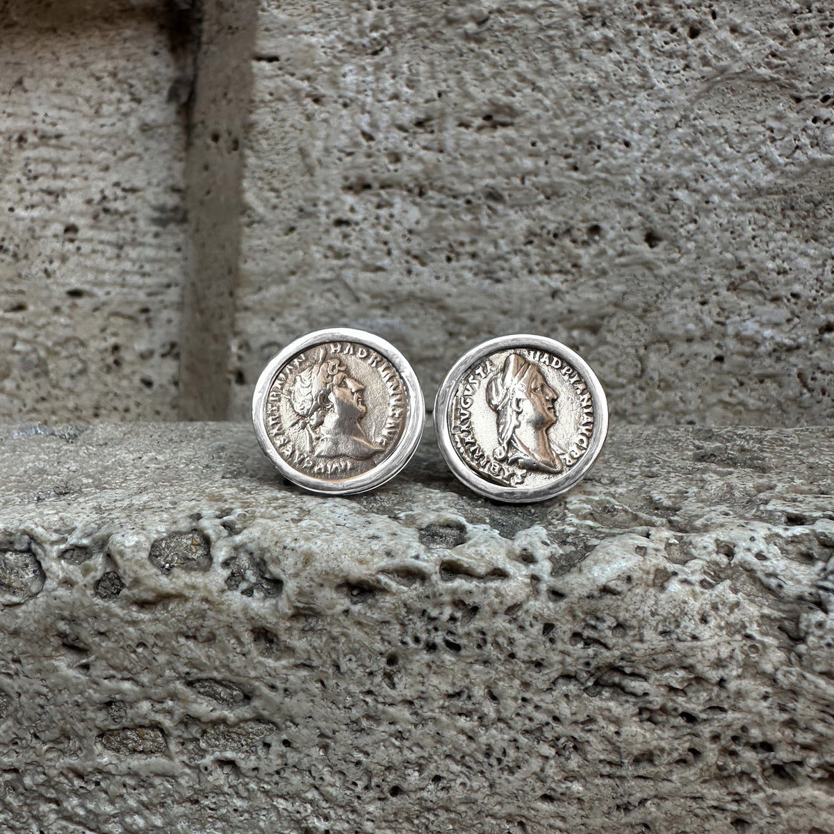 Ancient Roman coins silver cufflinks depicting Emperor Hadrian and his ...