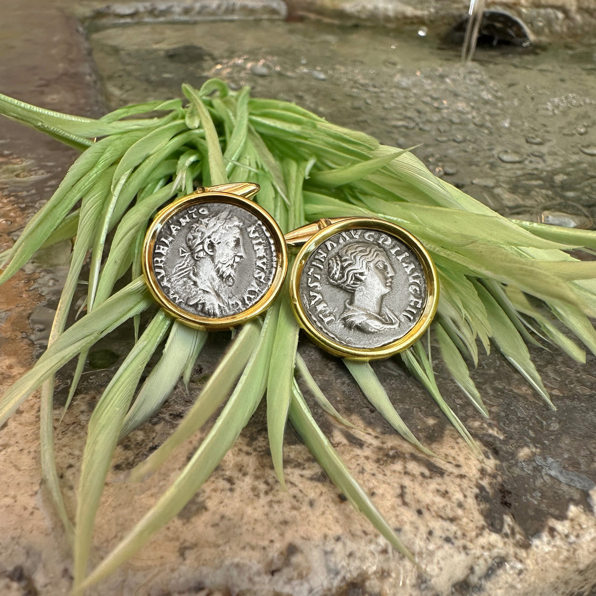 Authentic Roman coins 18kt Gold Cufflinks depicting Marcus Aurelius an ...