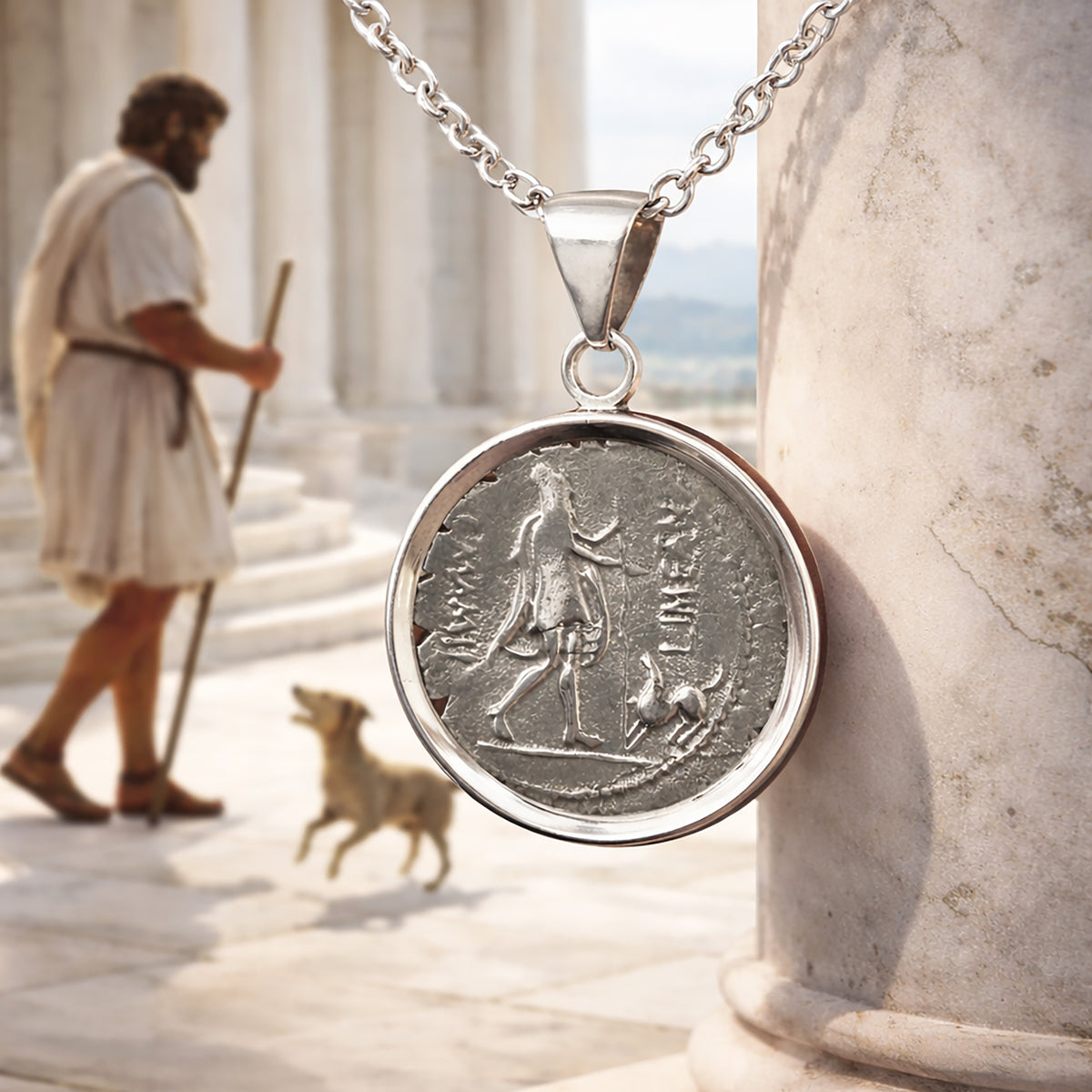 ULYSSES AND HIS DOG ARGOS Genuine Ancient Roman coin 82 BC Pendant ...
