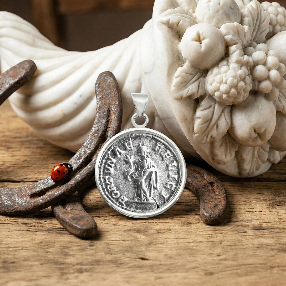 GODDESS FORTUNA Genuine Ancient Roman silver coin 2nd century AD silve ...