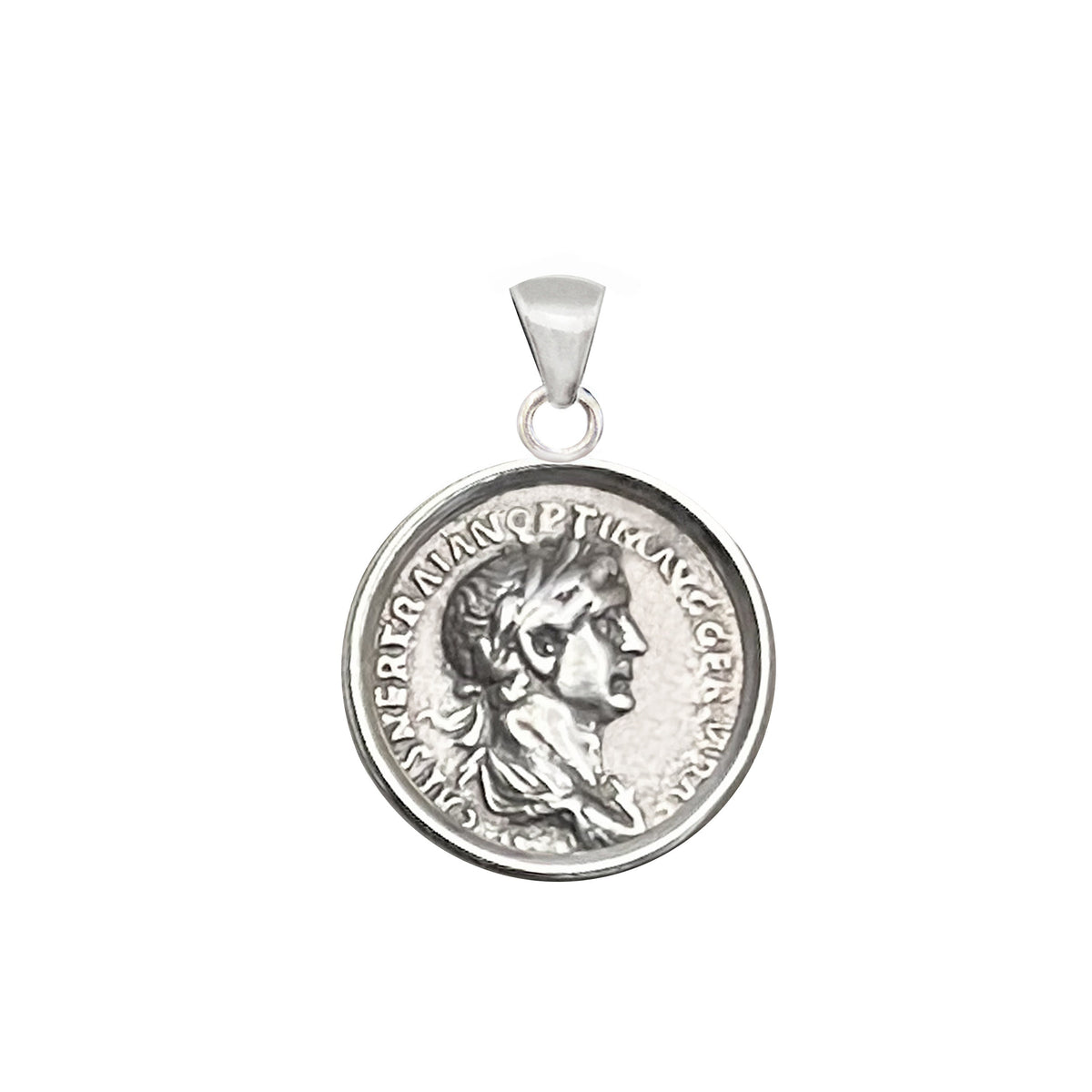 EMPEROR TRAJAN Authentic Ancient Roman Coin 2nd cent. AD Silver Pendan ...